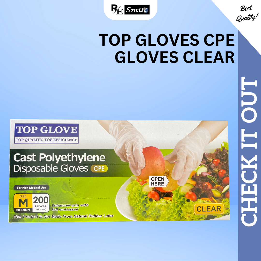 Top glove CPE cast polyethylene gloves – Resmile Dental Traders